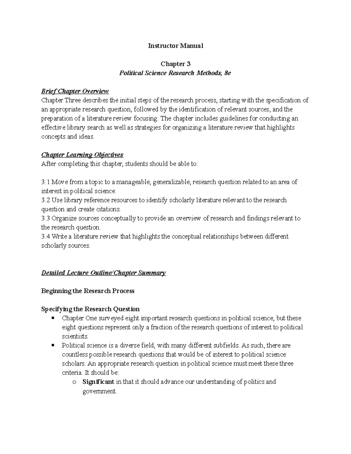 Political Science Research Methods Summary: Chapter 3 Overview ...