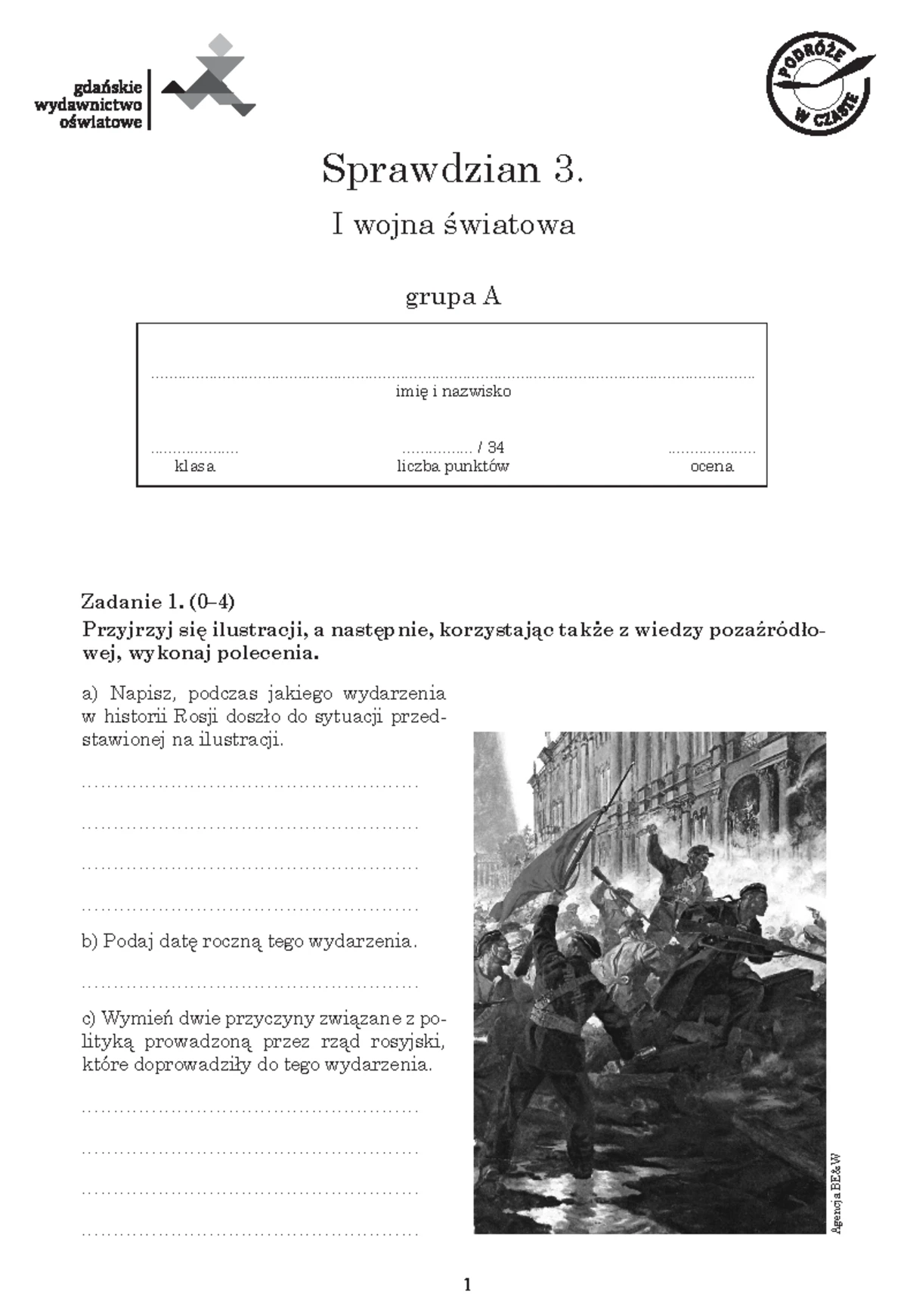 Sprawdzian 8: Polska i Litwa - Grupa A (Wersja A) - Studocu