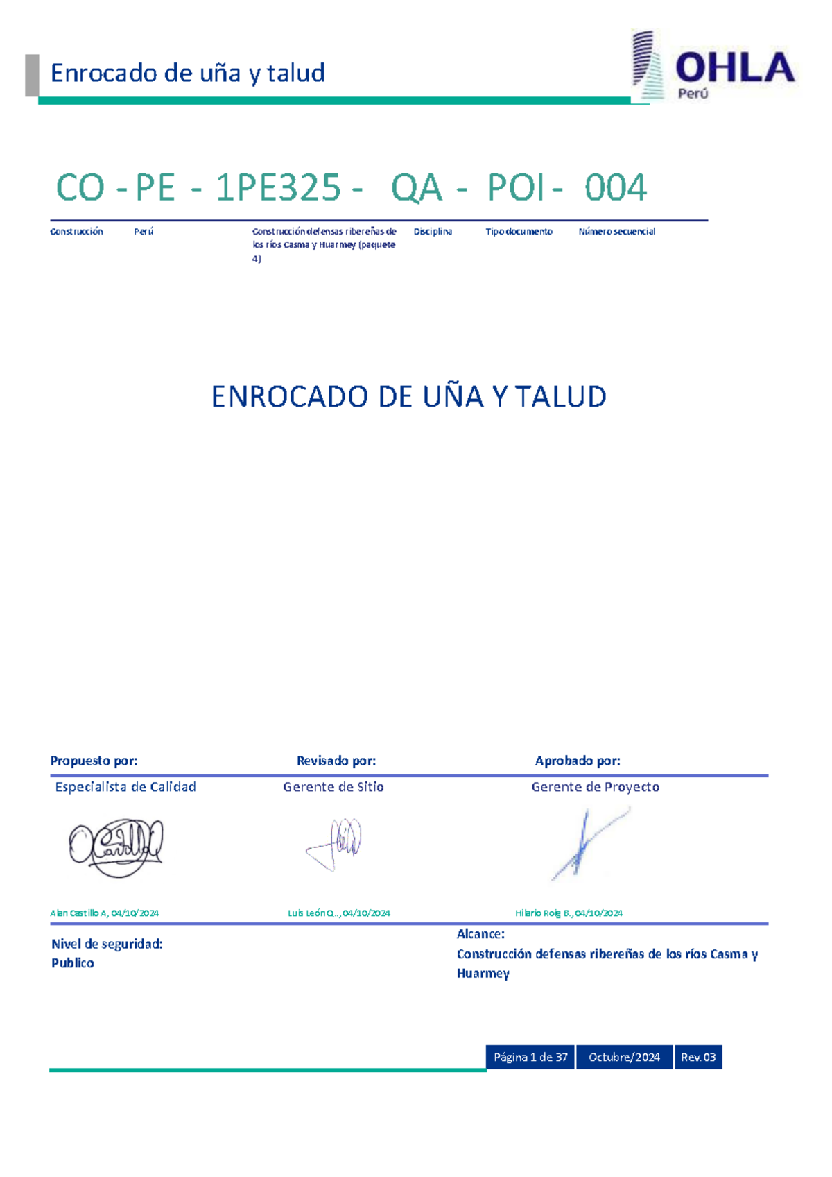 CO-PE-1PE925-PR-POI-004 Construcción de Enrocado de Uña y Talud Rev. 3 ...