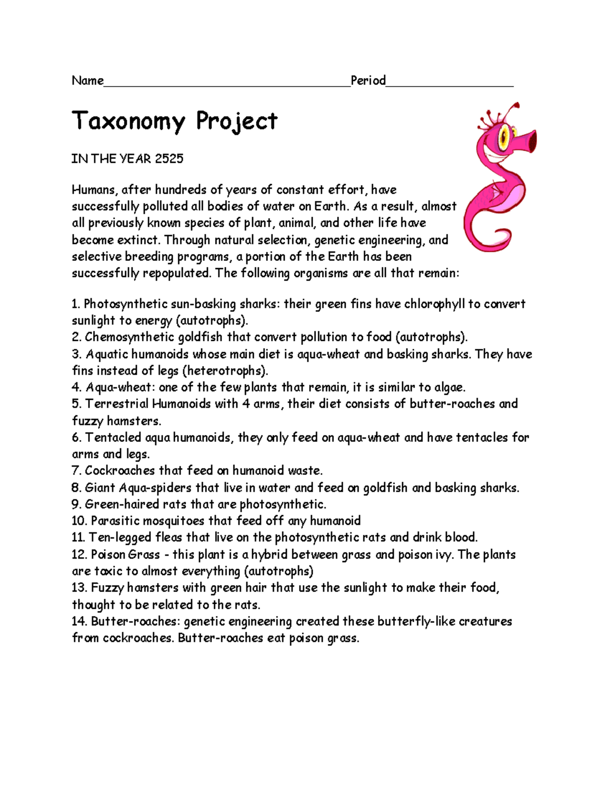 Taxonomy project 2022: A glimpse into future ecosystems - Studocu
