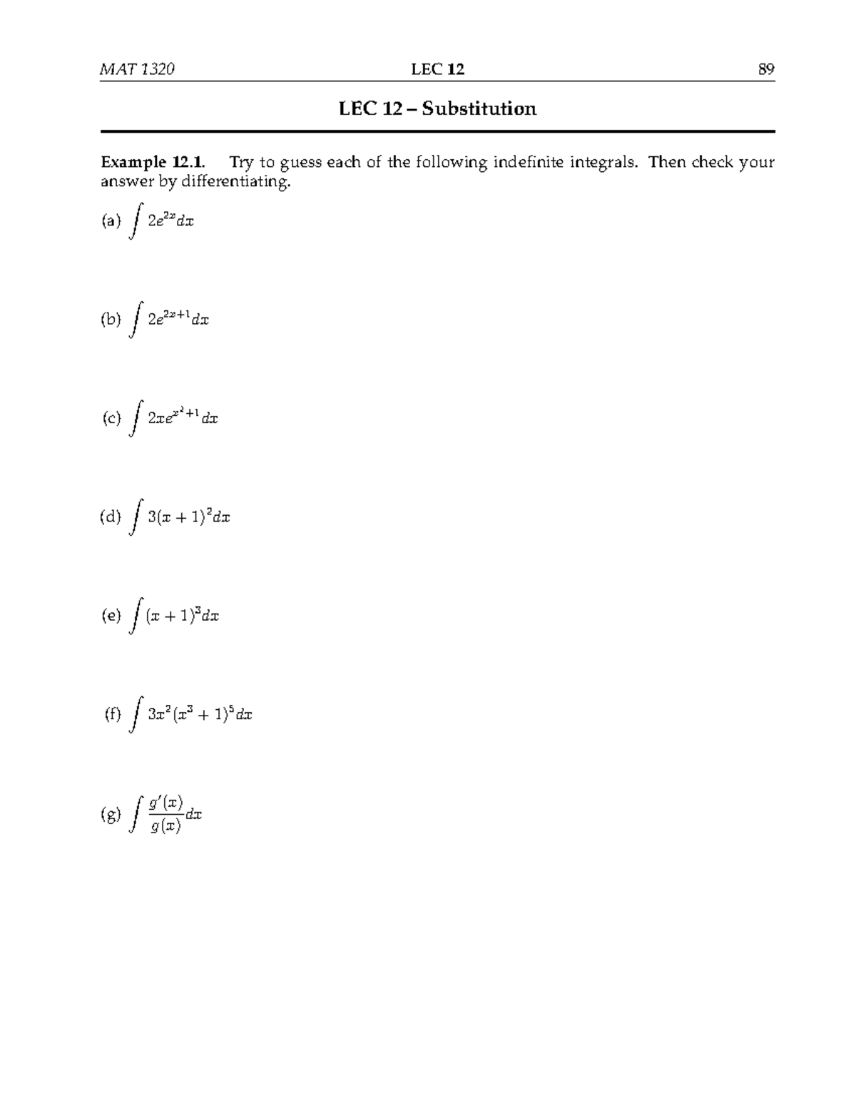 MAT 1320 Lecture 12: Substitution and Trigonometric Identities - Studocu