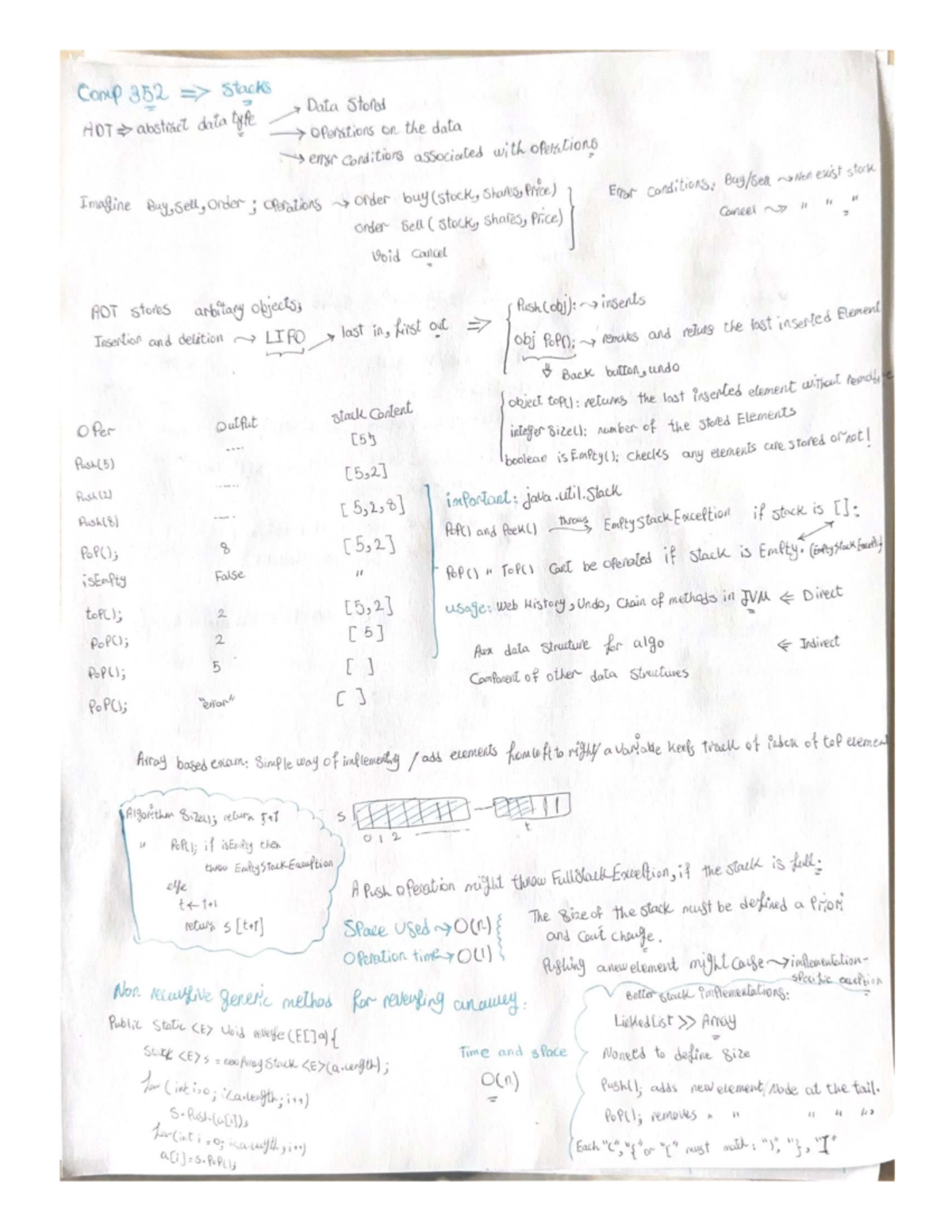 Comp 352 Stacks and Queues: Operations and Error Handling - Studocu