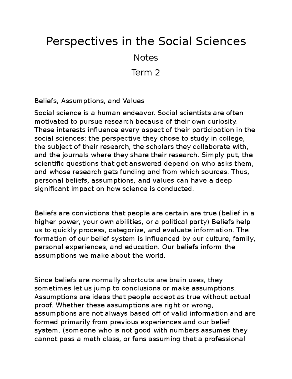 Social Sciences Perspectives Term 2 Module Two Study Notes - Studocu