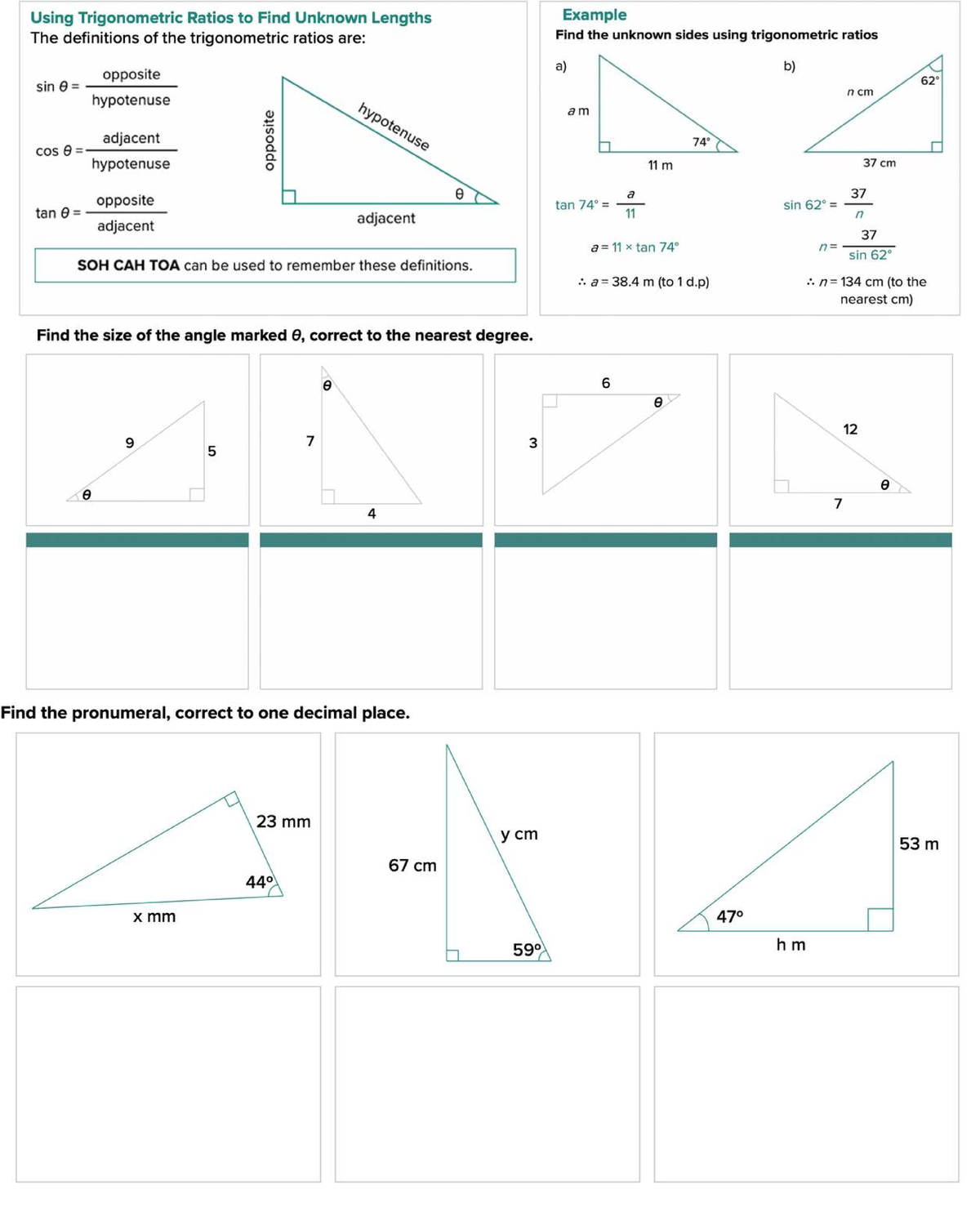 TRIG 10 - Using Trigonometric Ratios to Determine Unknown Lengths - Studocu