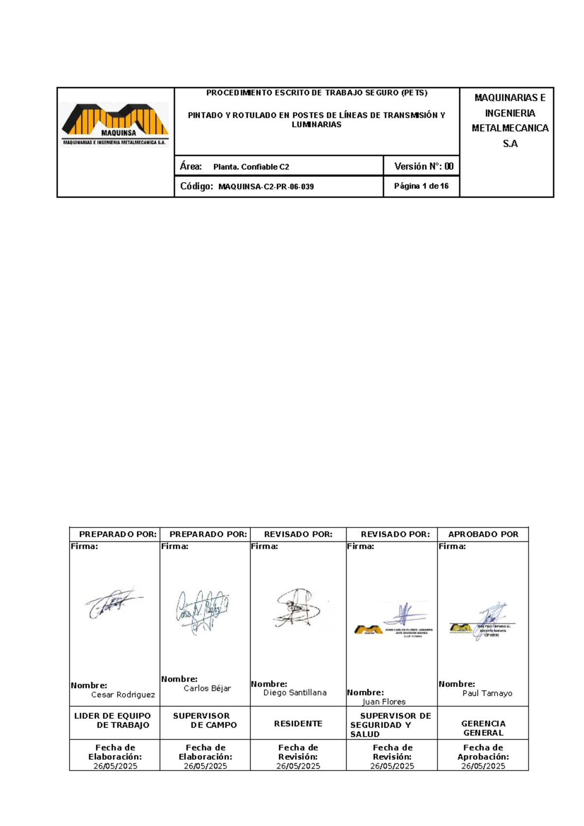 PETS 039 - Procedimiento Seguro para Pintado y Rotulado en Postes de ...