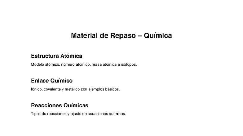Repaso Quimica - hola amigo wuwuwuwu - Química - Material de Repaso ...