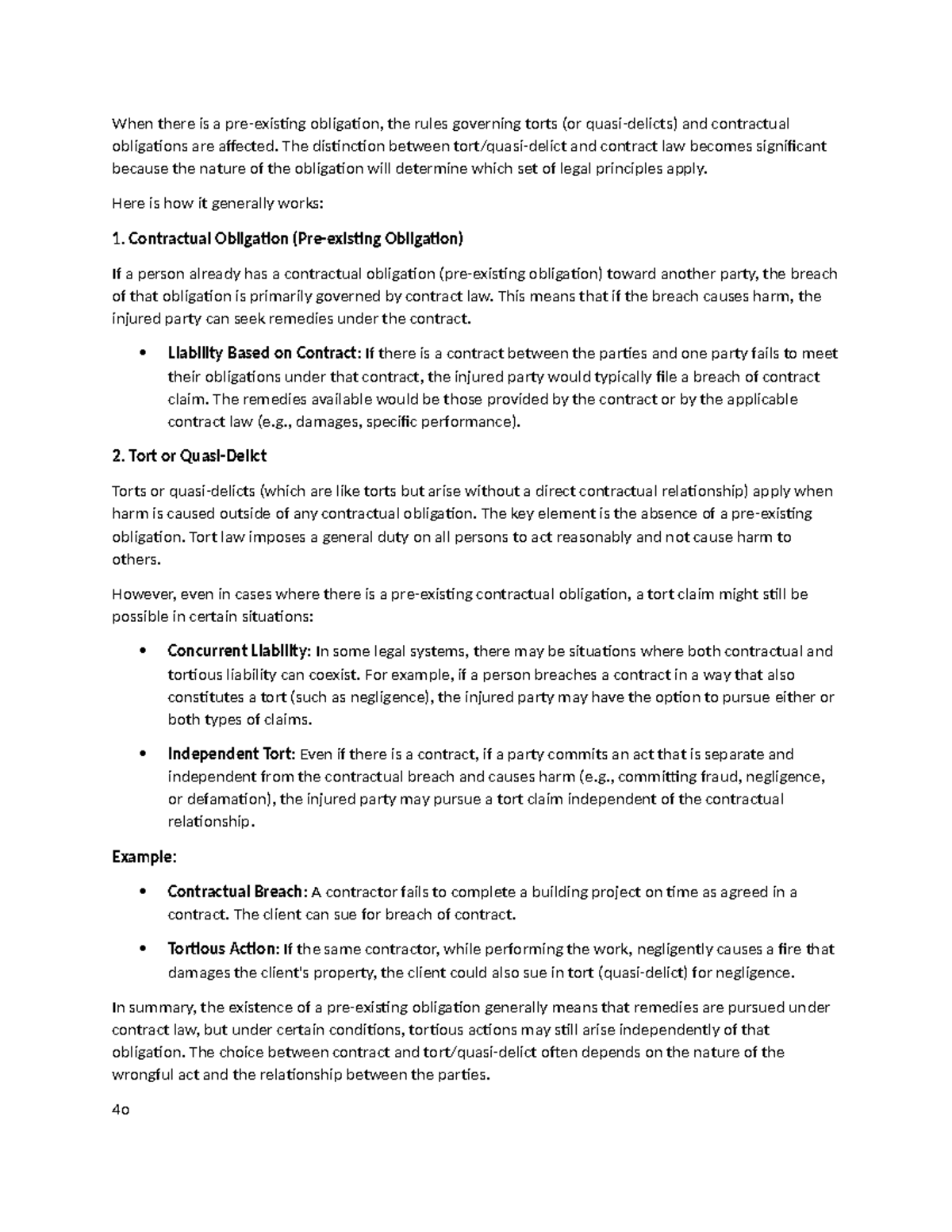 QUA 101: Quasi-Delict and Pre-Existing Contractual Obligations ...