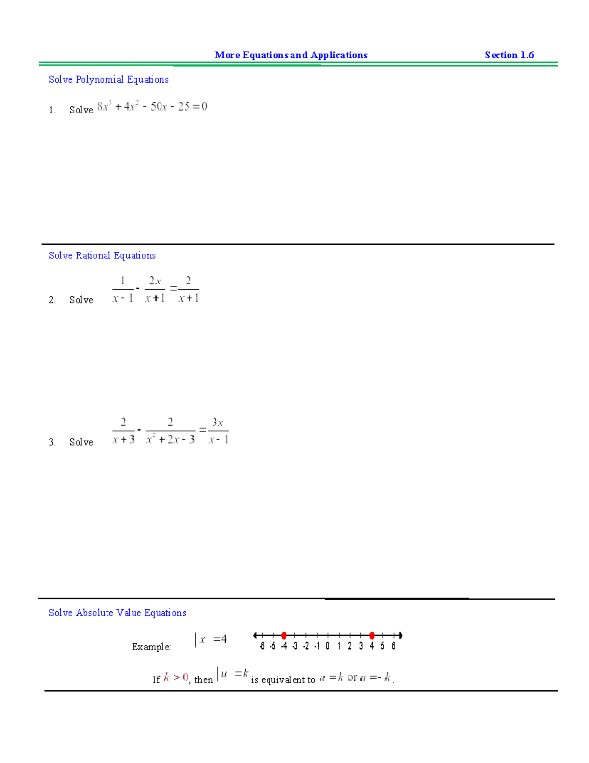 Solutions to Polynomial, Rational, and Radical Equations (Math 101) - Studocu