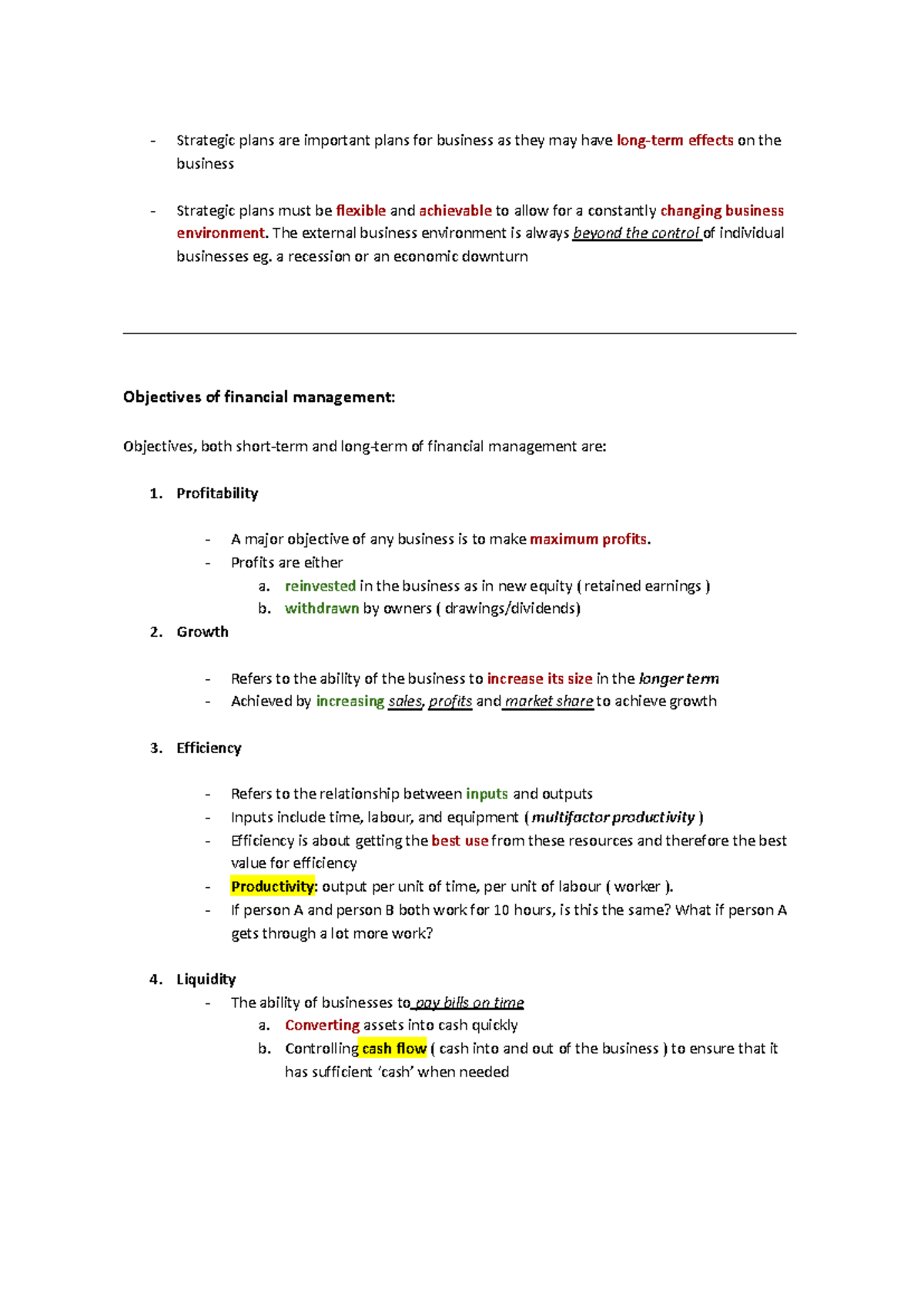 12 Business Studies - Finance: Strategic Plans & Financial Management ...