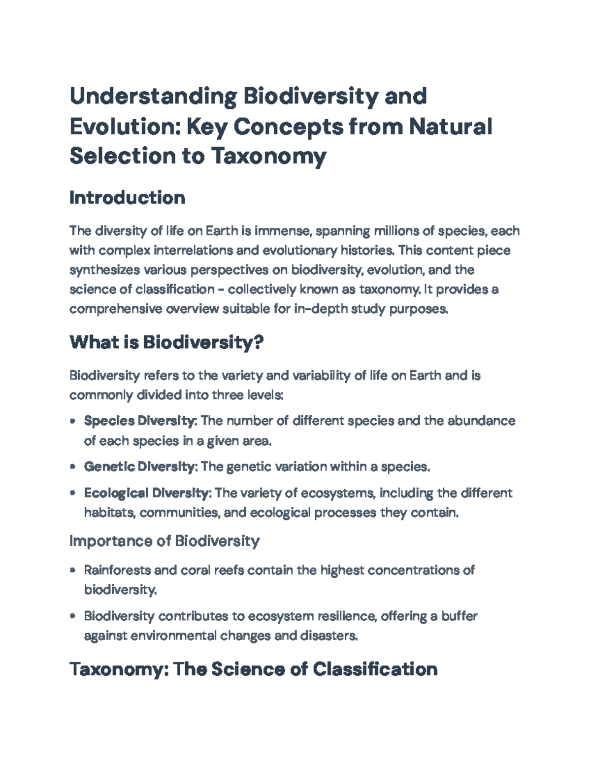 Understanding Biodiversity & Evolution: Key Concepts in Life Sciences ...