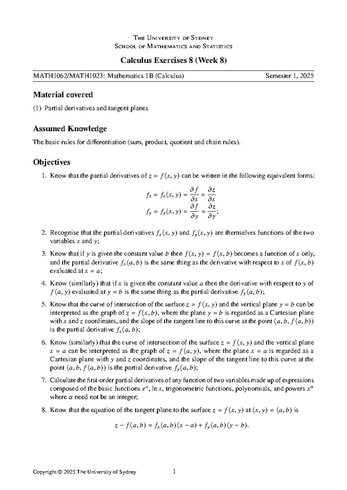 Calculus Exercises 8 (Week 8) - Mathematics 1B (Calculus) - Studocu