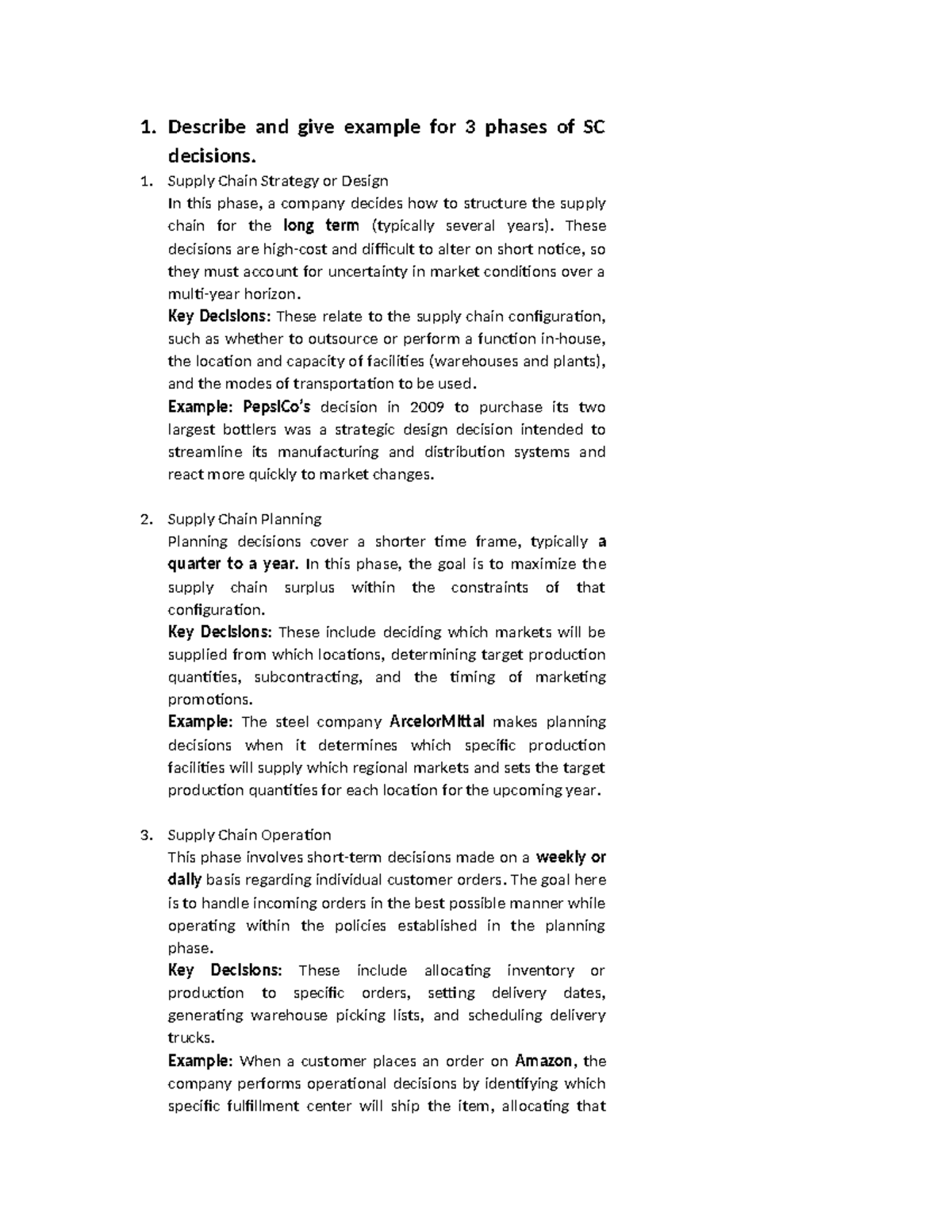 SCM 101: Phases of Supply Chain Decisions with Examples - Studocu