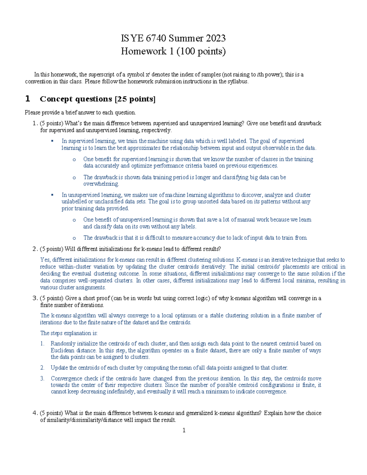 ISYE 6740 Summer 2023 Homework 1: Clustering Concepts and Algorithms ...