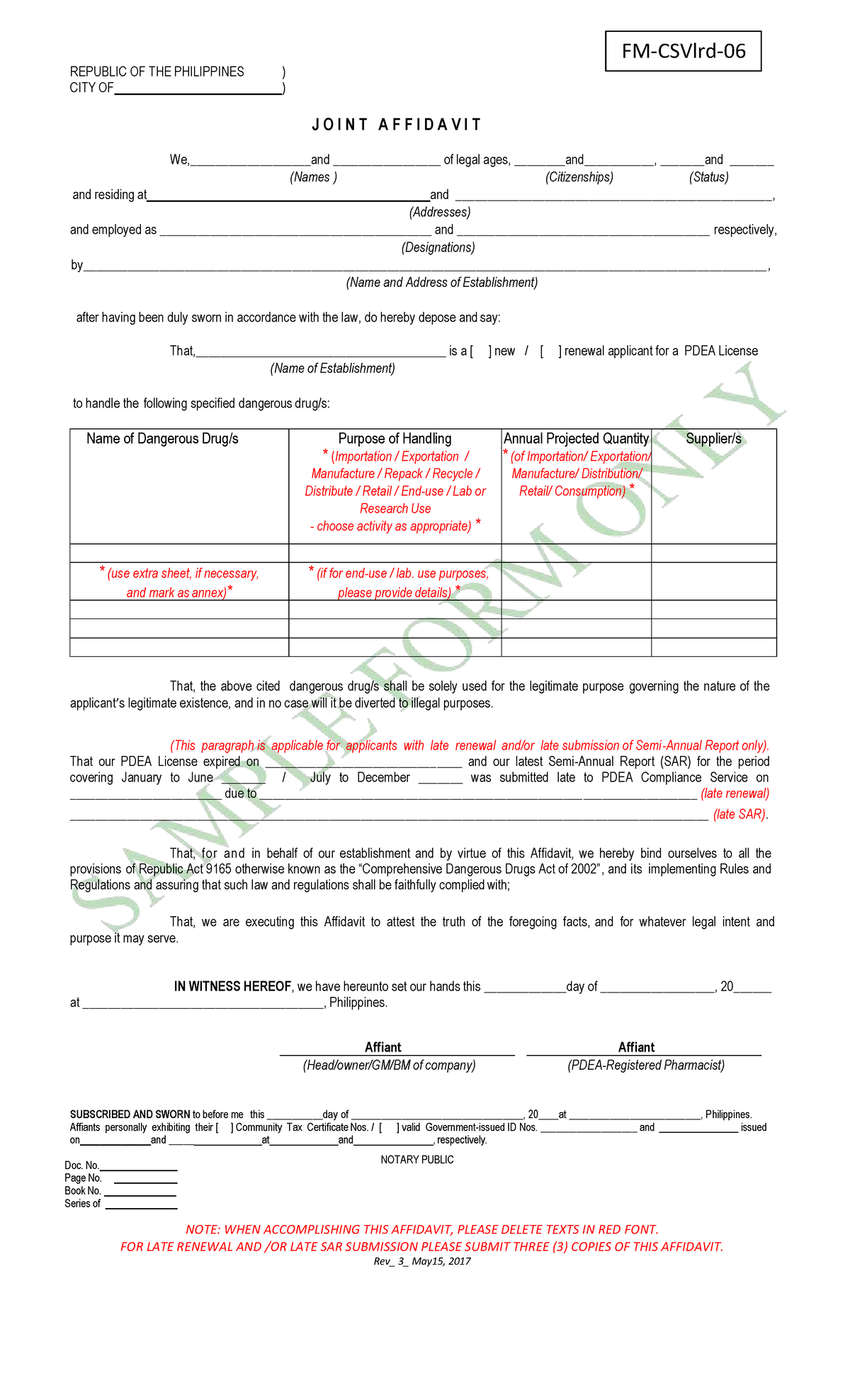 03 - Joint Affidavit for PDEA License Application - Studocu