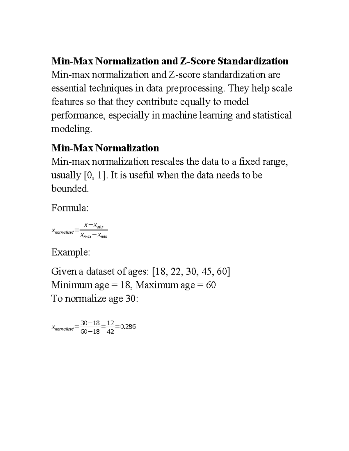 Unit 4 Discussion Forum: Normalization & Standardization Techniques ...