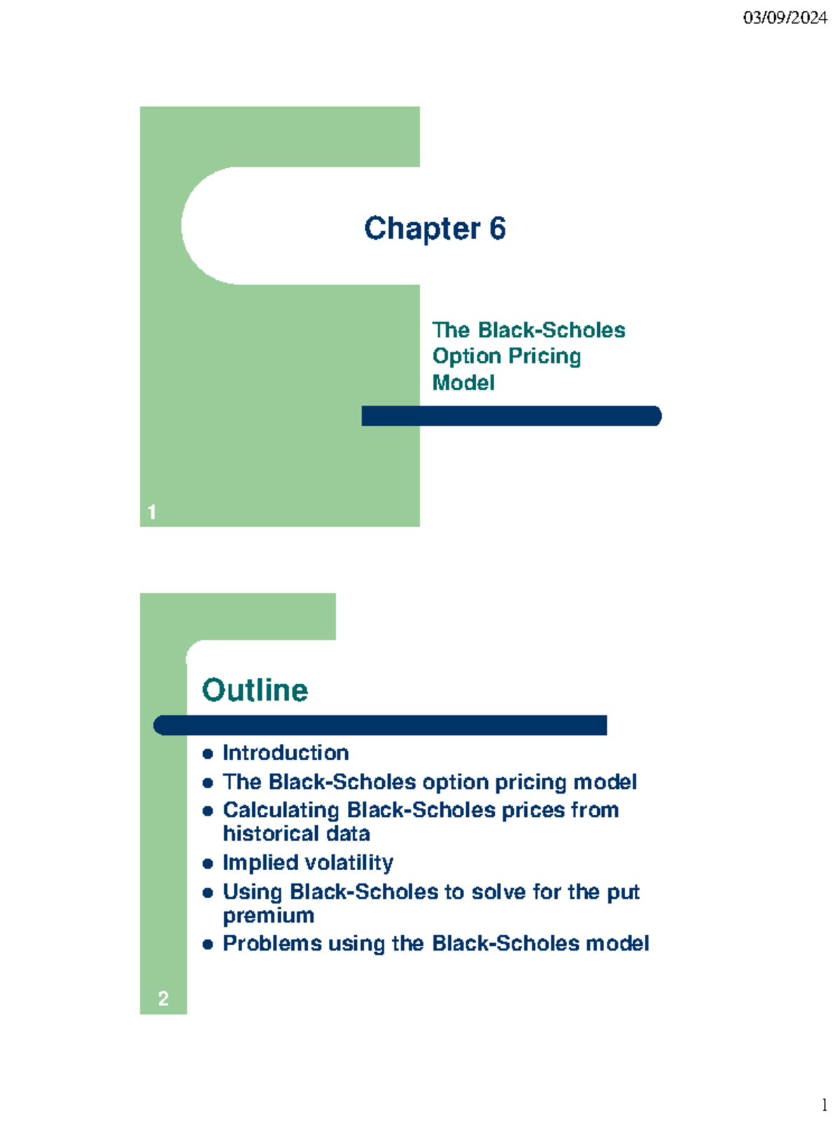Lecture 13: Black-Scholes Option Pricing Model Overview - Studocu