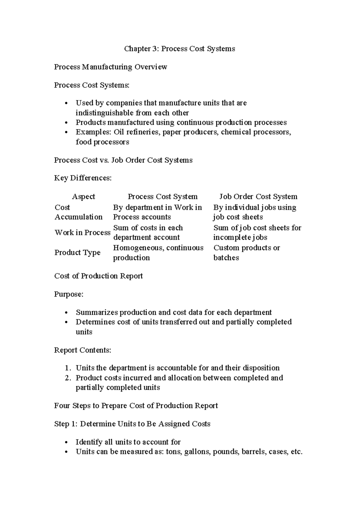 Chapter 3: Process Cost Systems Overview in Managerial Accounting - Studocu
