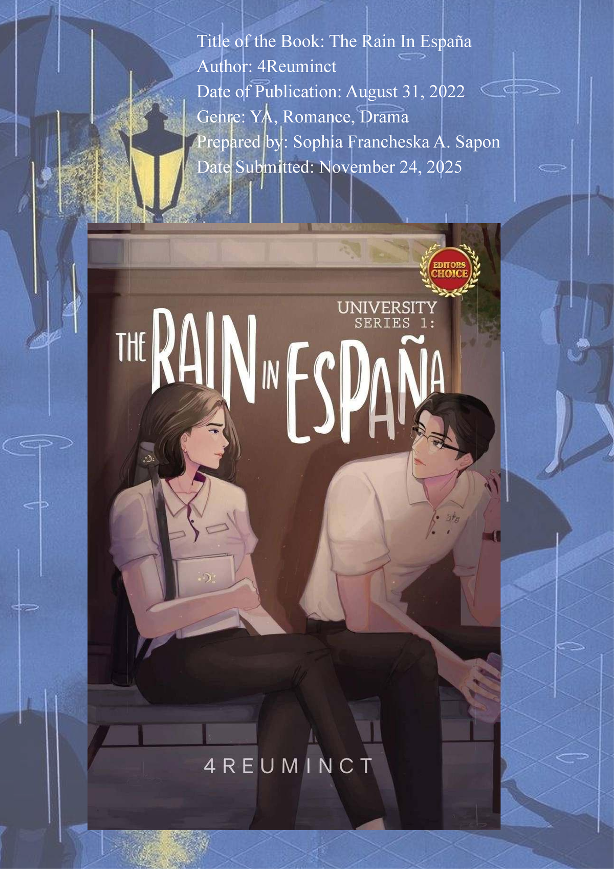 Book Report: The Rain In España (YA Romance & Drama) - Studocu