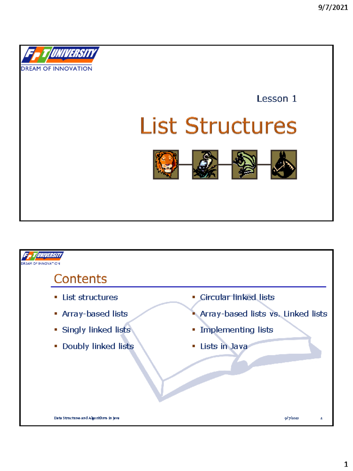 1 - jasjdbjsbdsa - List structures Array-based lists Singly linked lists Doubly linked lists ...