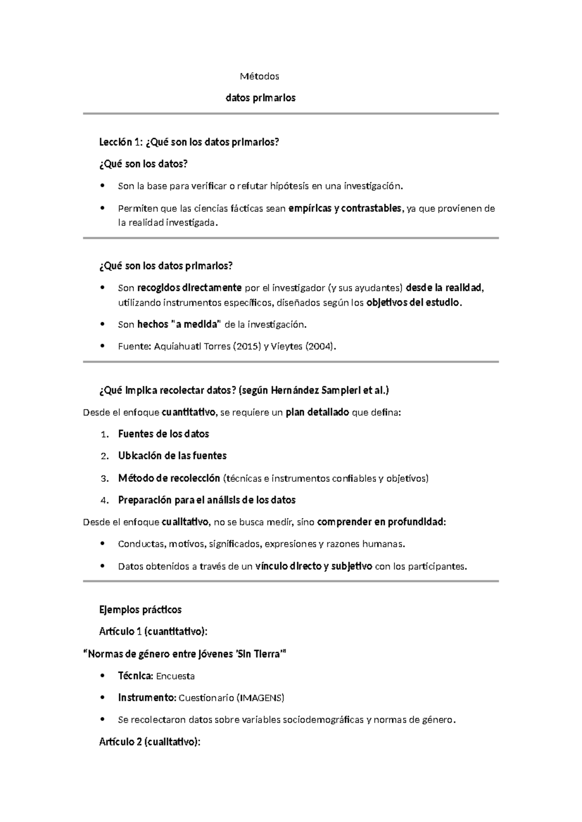 Métodos de Recolección de Datos: Lección 1 - Datos Primarios y Técnicas ...