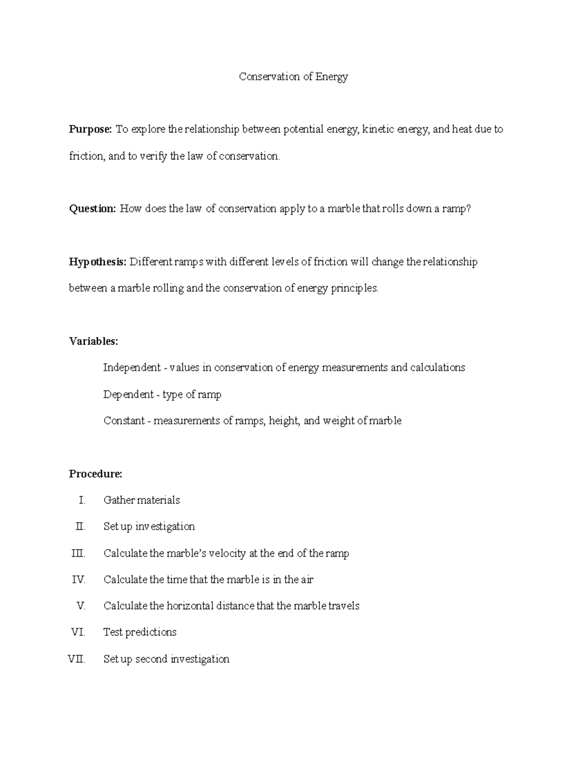 Conservation of Energy Lab Report - PHYS 101: Exploring Energy ...