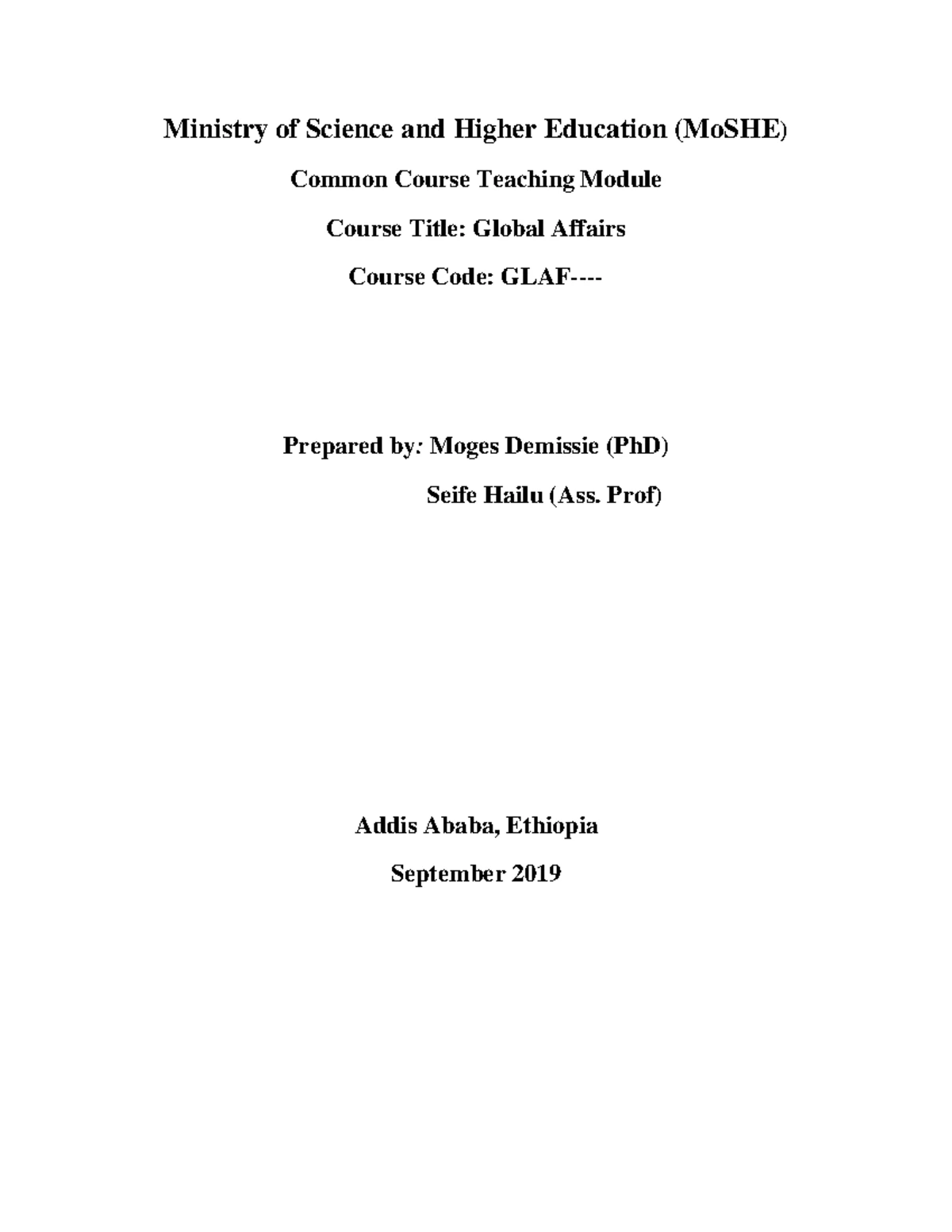 Global trends Module - Ministry of Science and Higher Education (MoSHE ...