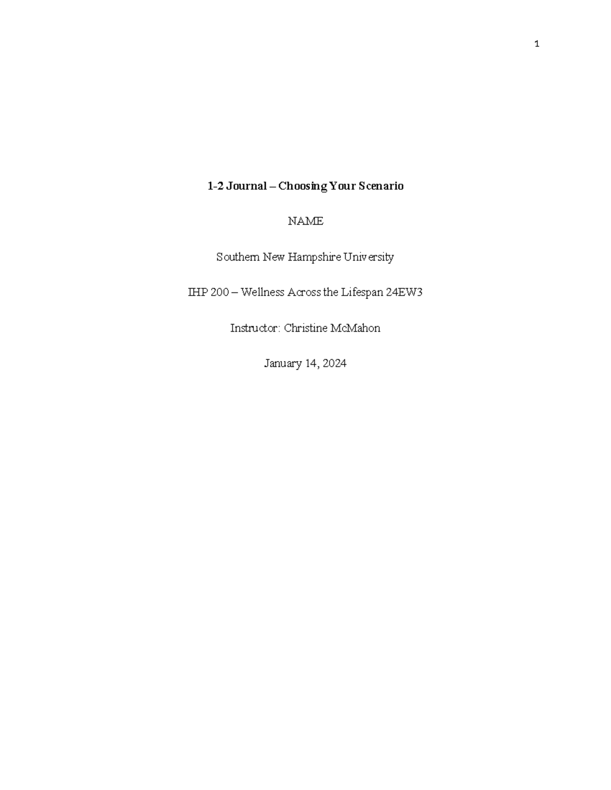 IHP 200 1-2 Journal - Analyzing Depression in Adults - 011424 - Studocu