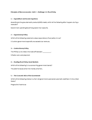 Sophia Pathways Unit 1 Challenge 1.2 Measuring Economic Performance ...