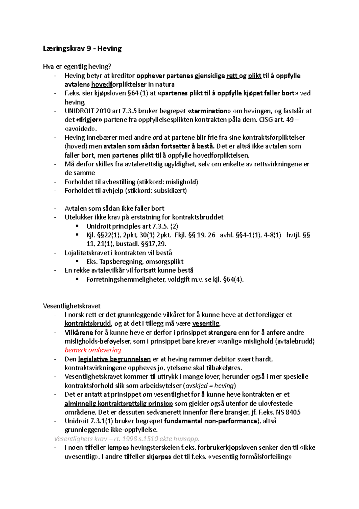 Notater Heving - Læringskrav 9 - Læringskrav 9 - Heving Hva er egentlig ...