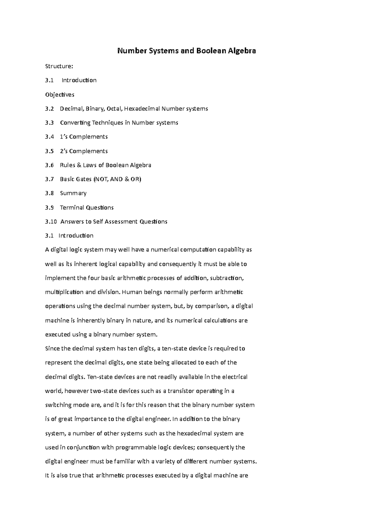 Number Systems And Boolean Algebra Number Systems And Boolean Algebra Structure 3