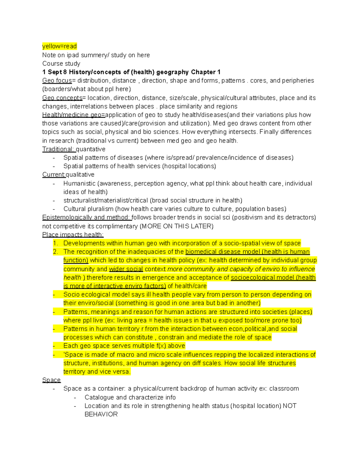PHG 101: Health Geography Lecture Notes - Chapter 1 Overview - Studocu