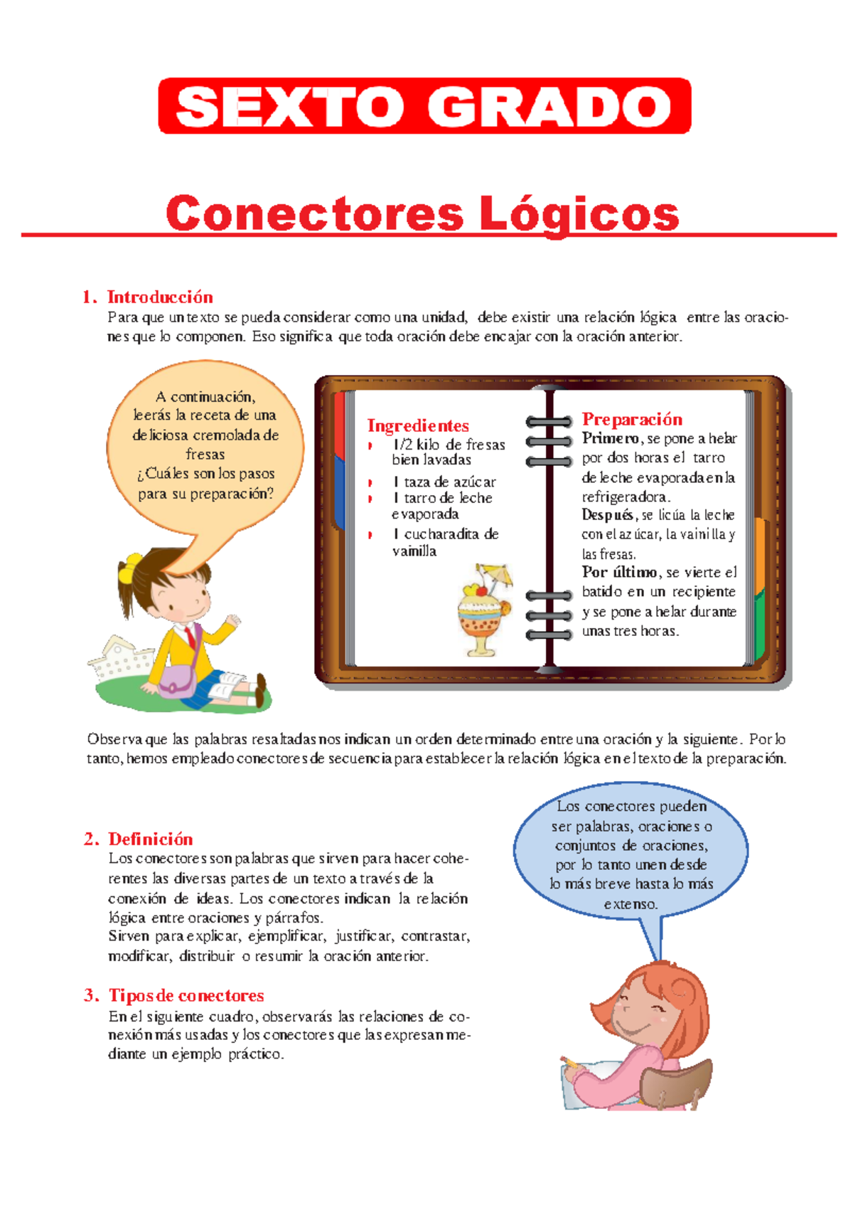 Conectores Lógicos para Sexto Grado de Primaria - Definición y Ejemplos ...