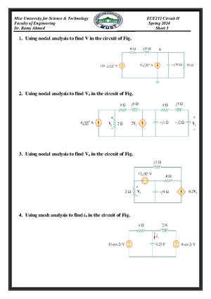 ECE212 Circuit II Spring 2024 Sheet 2: Input Impedance & RL Circuit ...