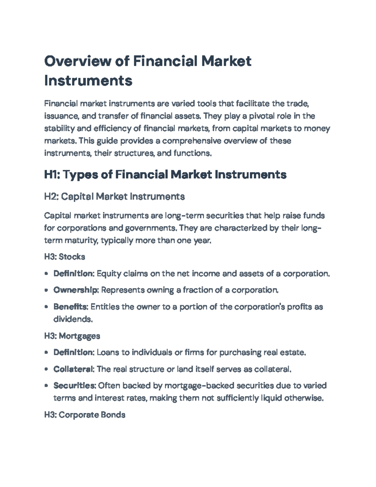 Financial Market Instruments: Types, Structures & Functions Overview ...