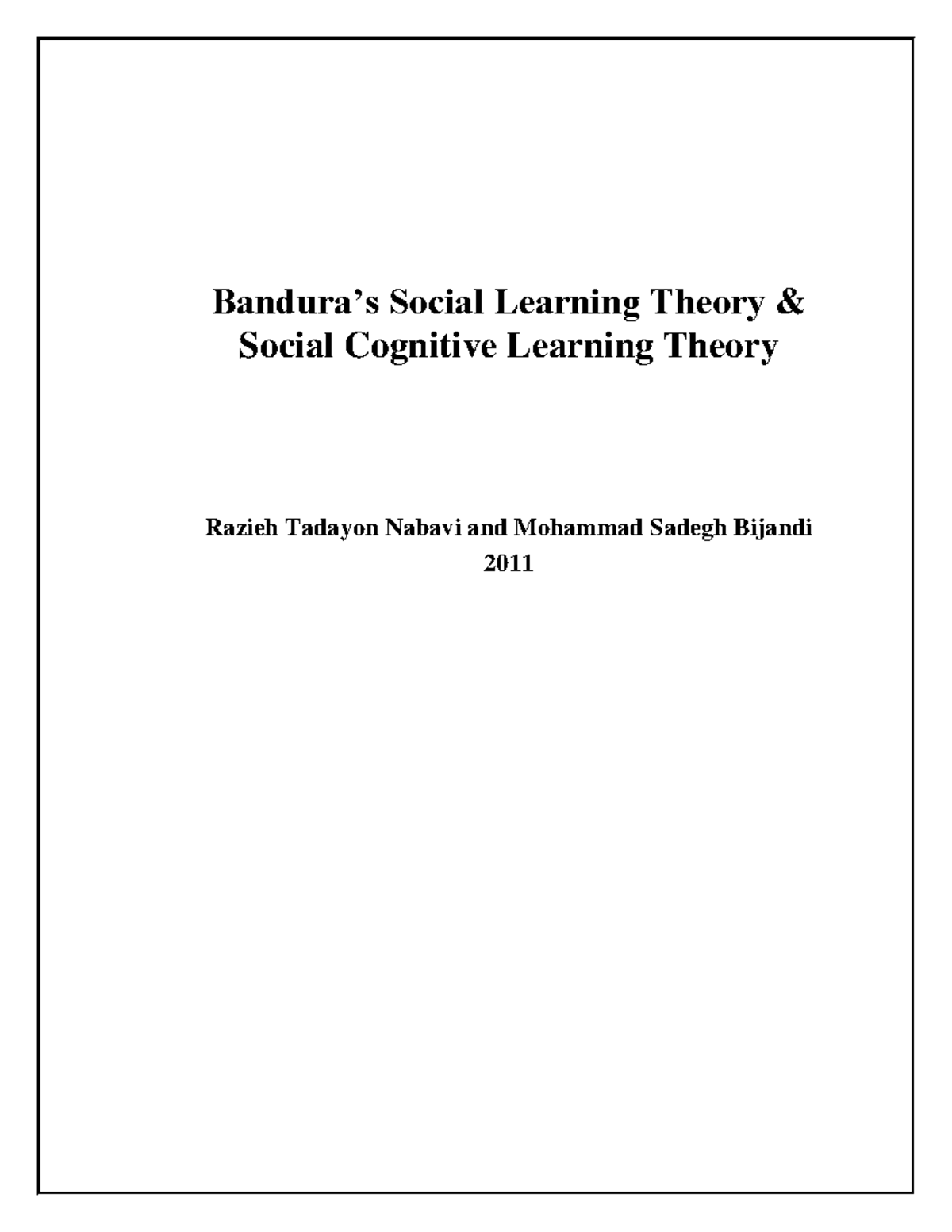 Banduras Theory - Bandura’s Social Learning Theory & Social Cognitive ...