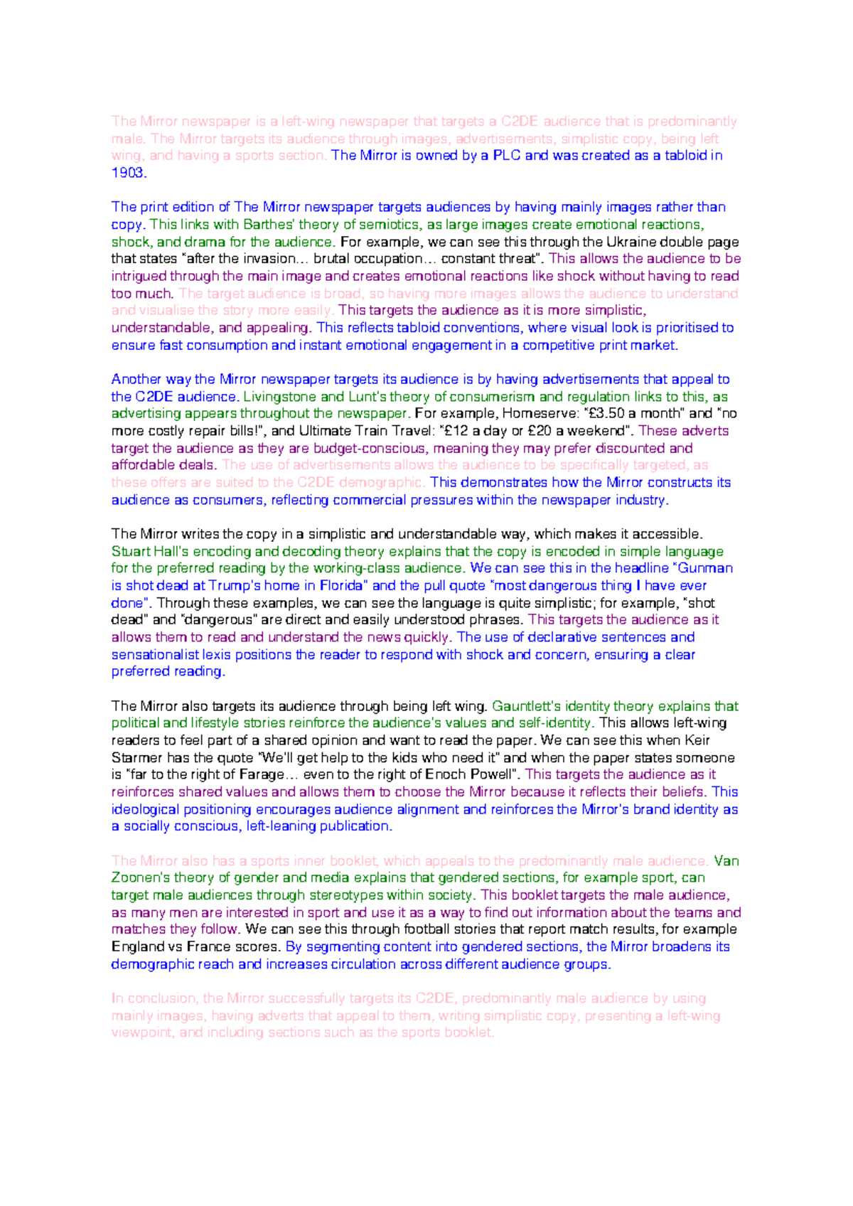 C2DE Audience Targeting in The Mirror: A Comprehensive Analysis - Studocu