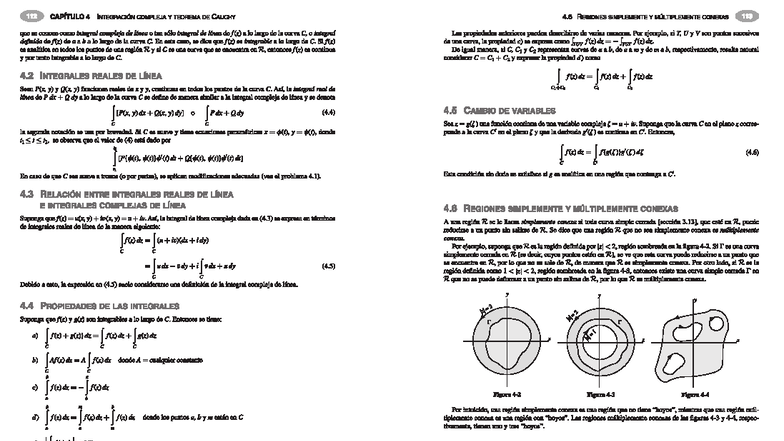 112 CAPÍTULO 4 INTEGRACIÓN COMPLEJA Y TEOREMA DE CAUCHY: REGIONES ...
