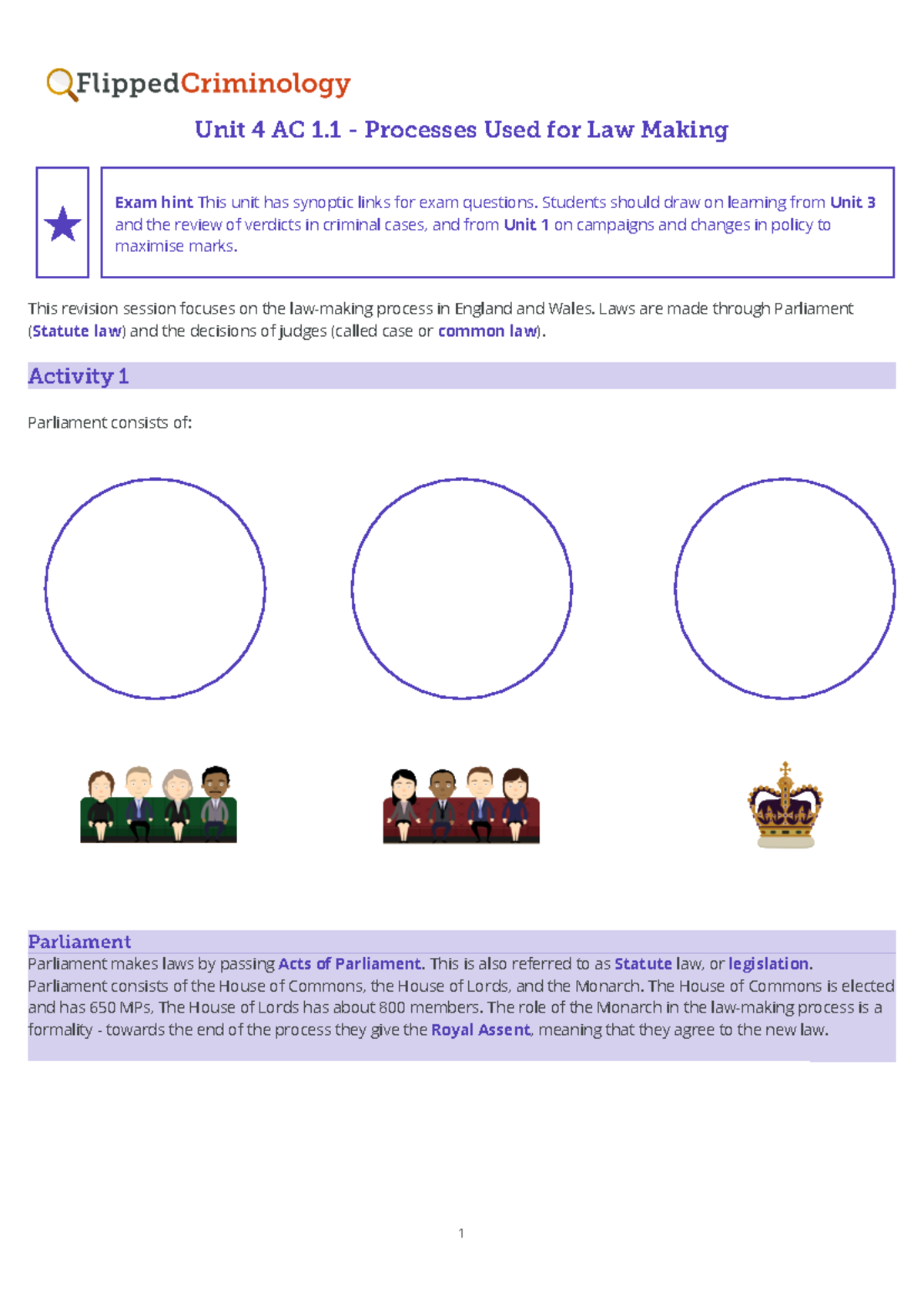 Law-Making Processes in England & Wales - Unit 4 AC 1.1 Revision Notes ...