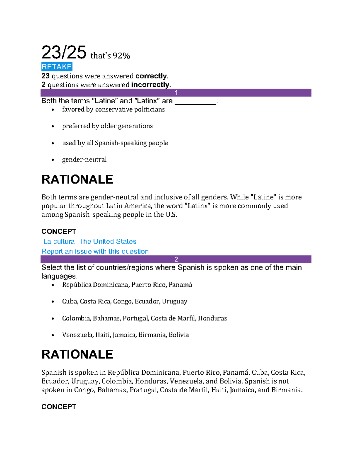 Spanish 1 Milestone 1: Comprehensive Review of Key Concepts - Studocu