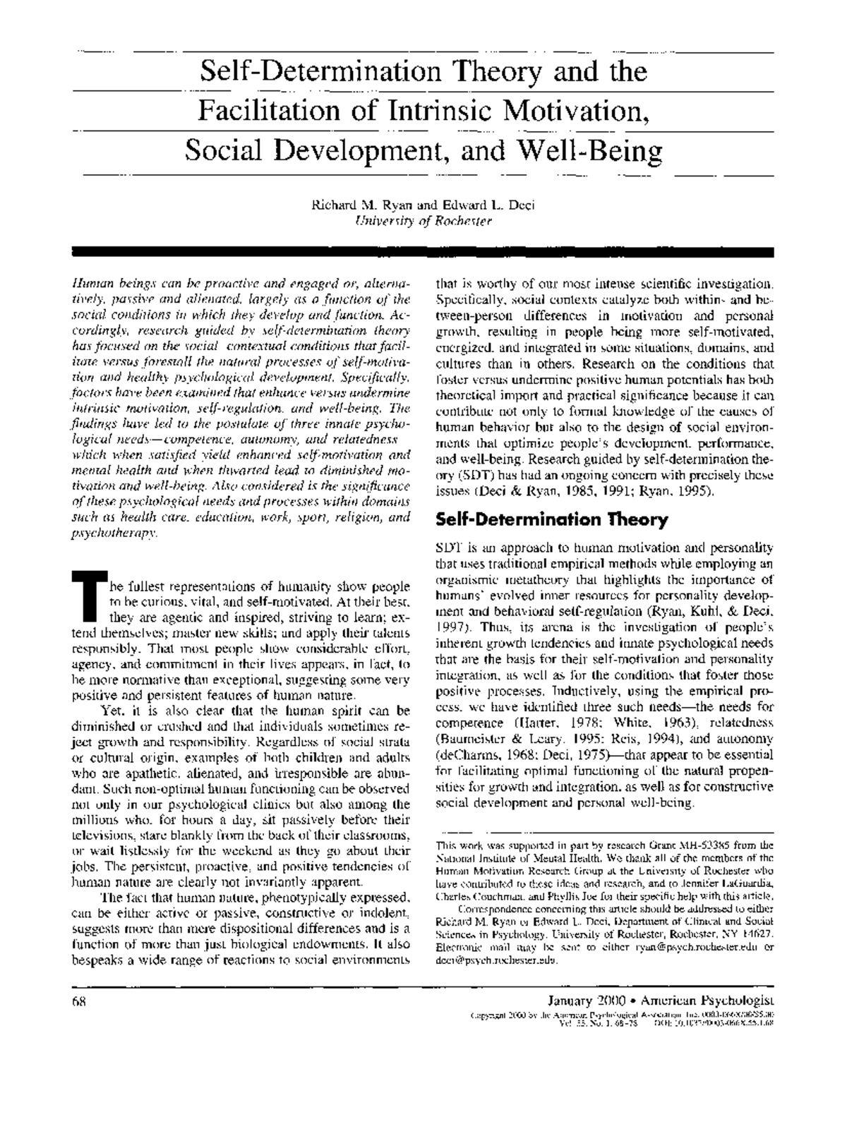 Self-Determination Theory: Facilitating Intrinsic Motivation ...