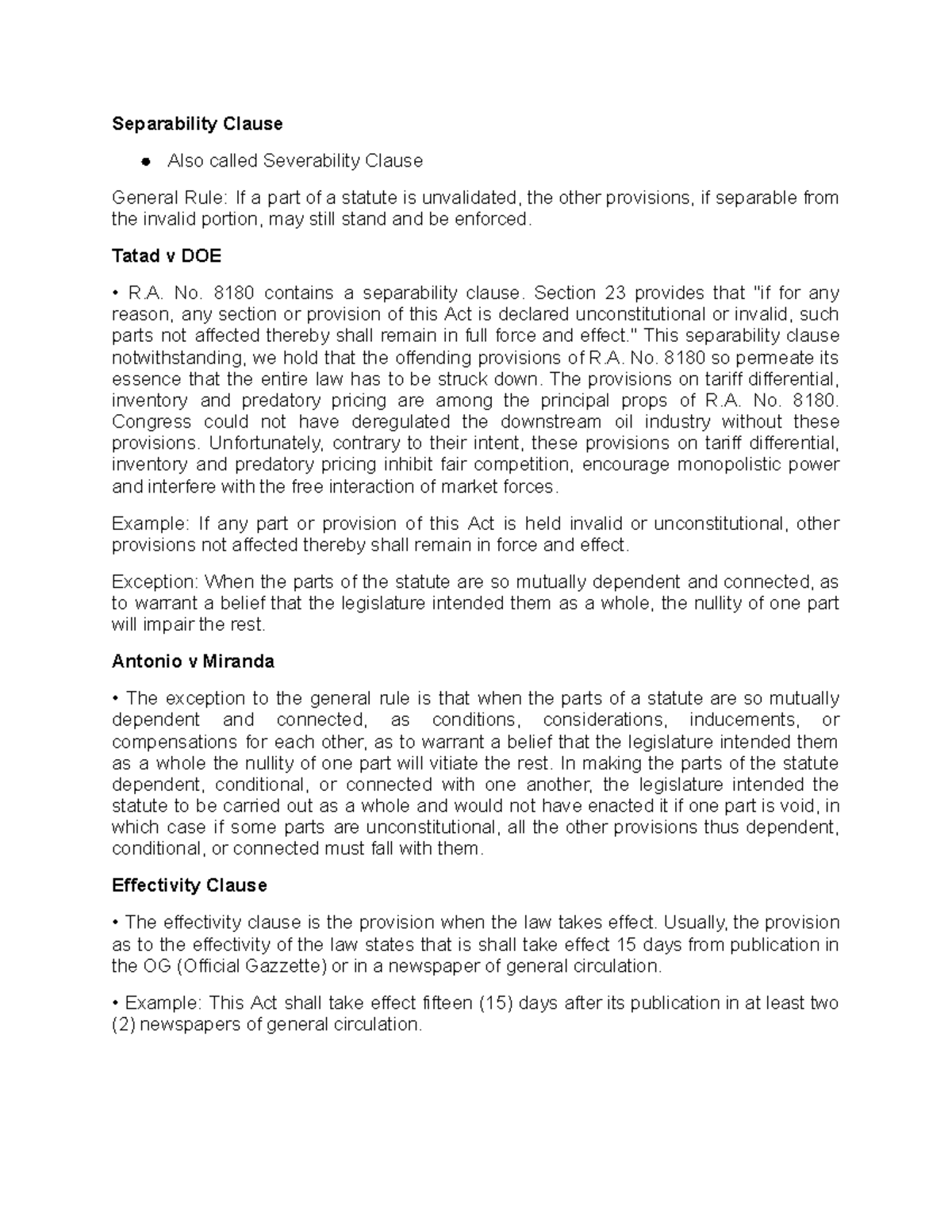 Separability Clause Overview: Legal Framework and Implications - Studocu