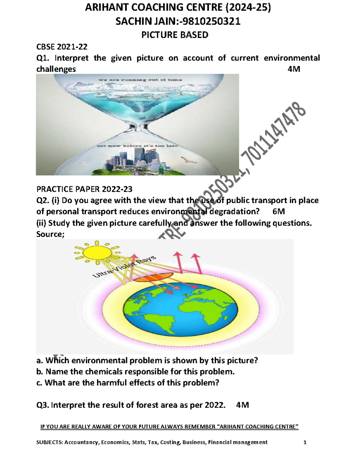 ARIHANT COACHING CENTRE SACHIN PICTURE BASED ENVIRONMENTAL CHALLENGES ...