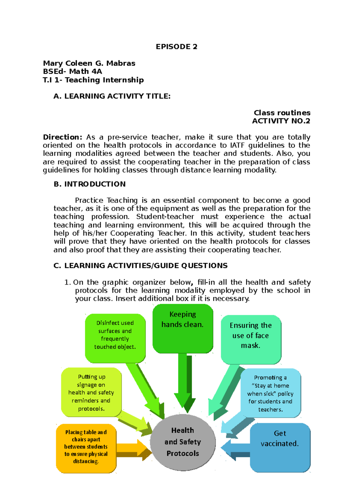 BSEd-Math 4A: Episode 2 - Class Routines in Teaching Internship - Studocu
