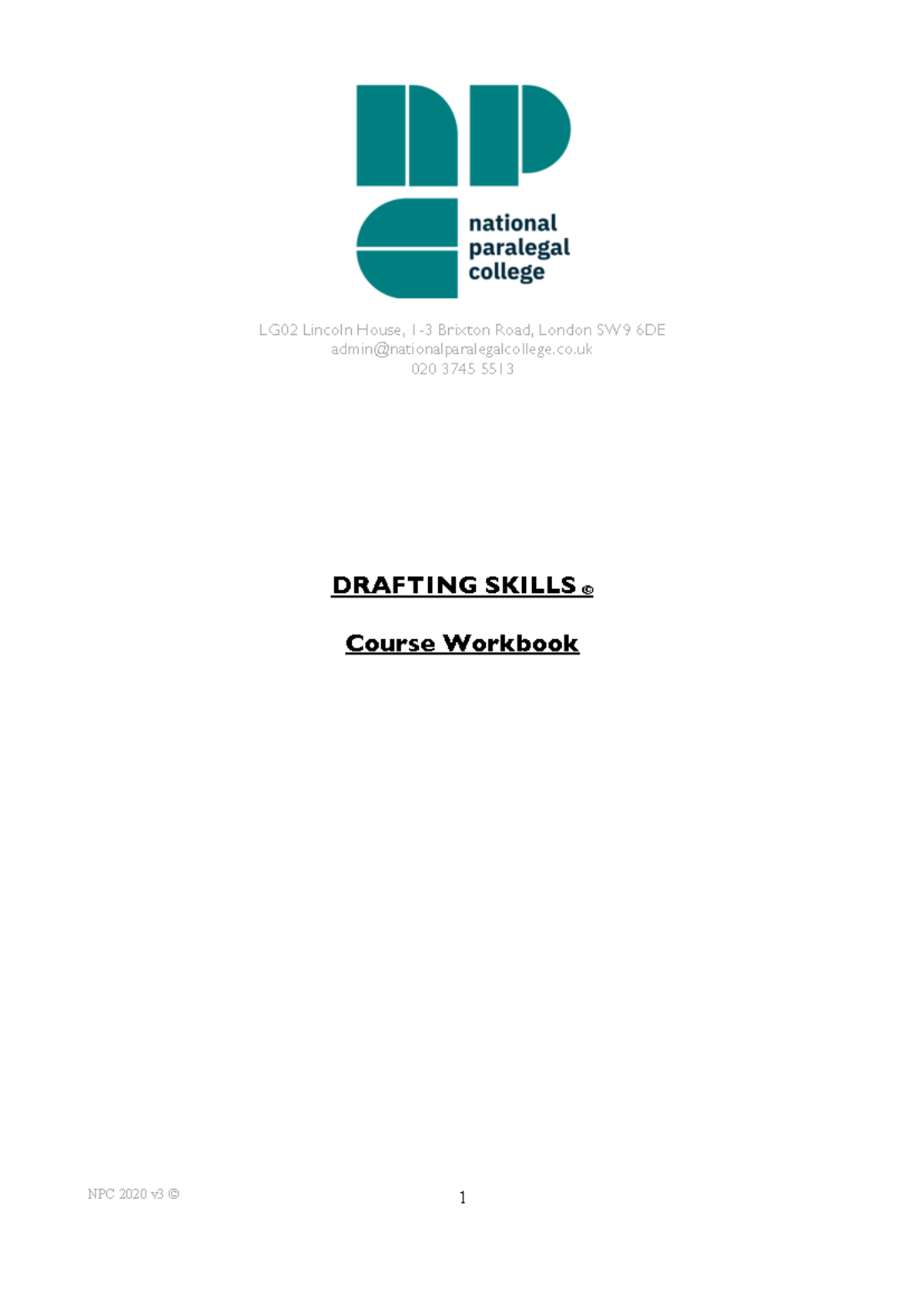 Drafting Workbook - LG02 Lincoln House, 1-3 Brixton Road, London SW9 ...