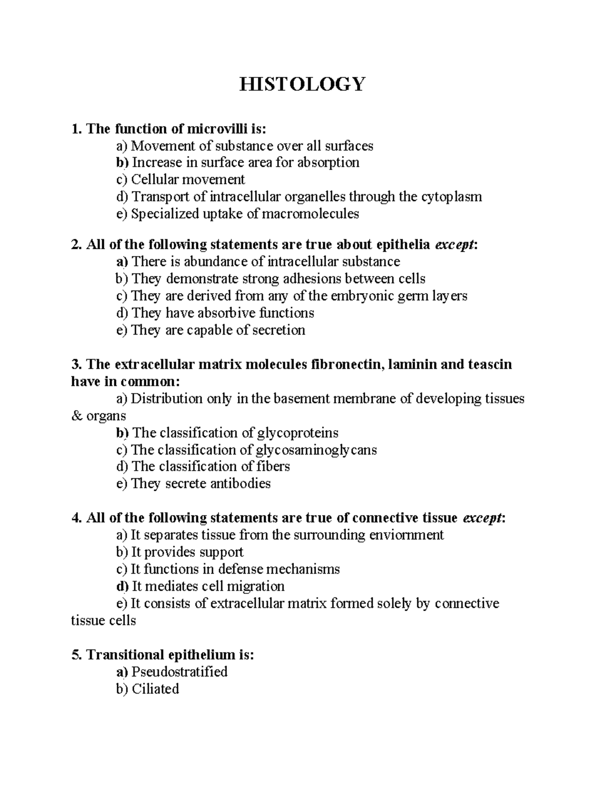 HISTOLOGY 1: Key Concepts and Functions of Tissues - Studocu