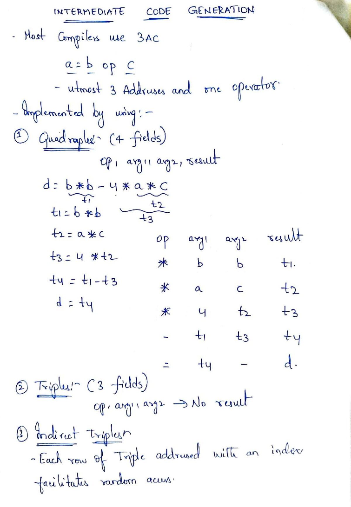 3AC - 3AC - Compiler And Translator Design - INTERMEDIATE CODE ...