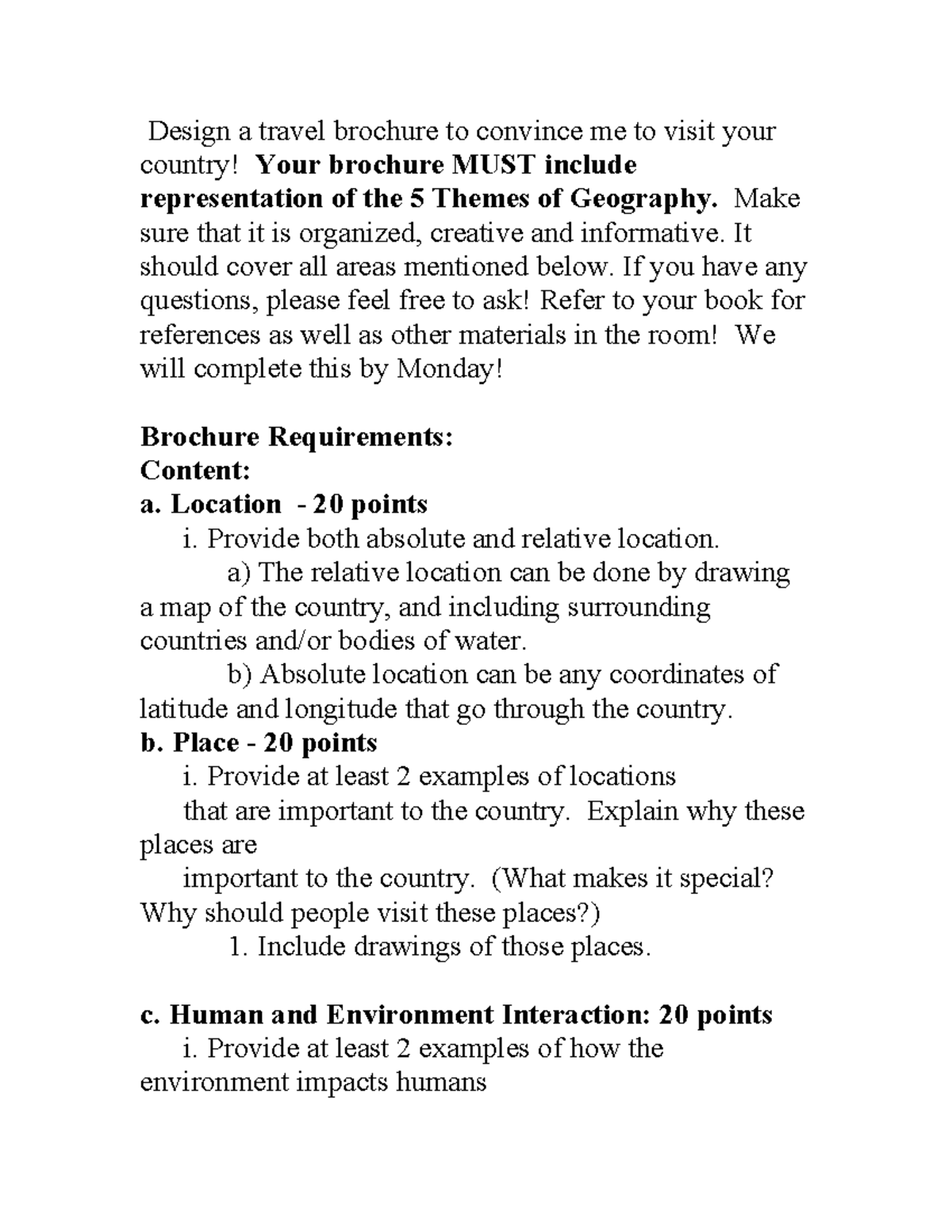 - 5 Themes Brochure - Design a travel brochure to convince me to visit ...