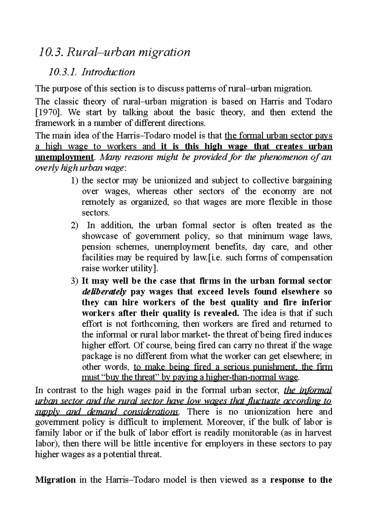 Harris-Todaro Model: Understanding Rural-Urban Migration Dynamics - Studocu