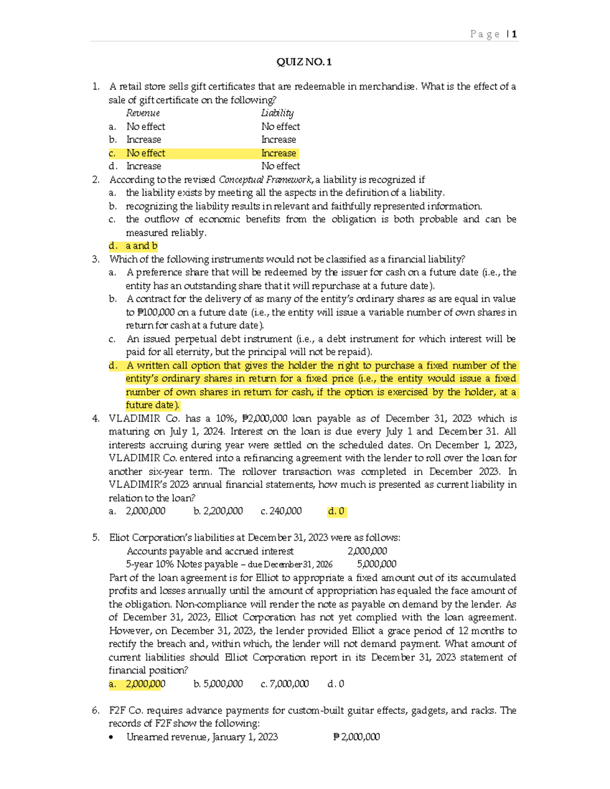 Quiz 1 Understanding Current Liabilities In Accounting Studocu