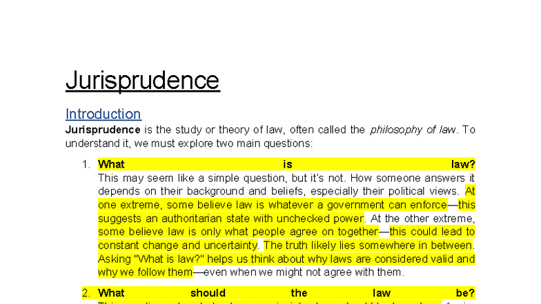 Jurisprudence 101: Understanding Law and Legal Theories - Studocu